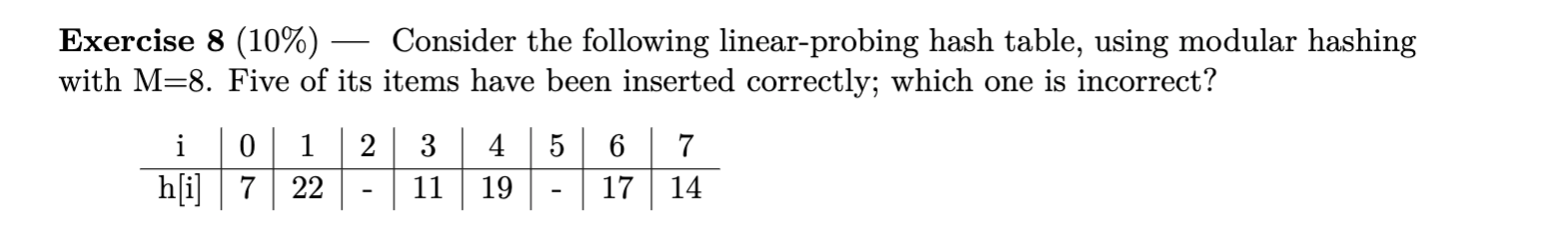 Solved Exercise 8 (10%) Consider the following | Chegg.com