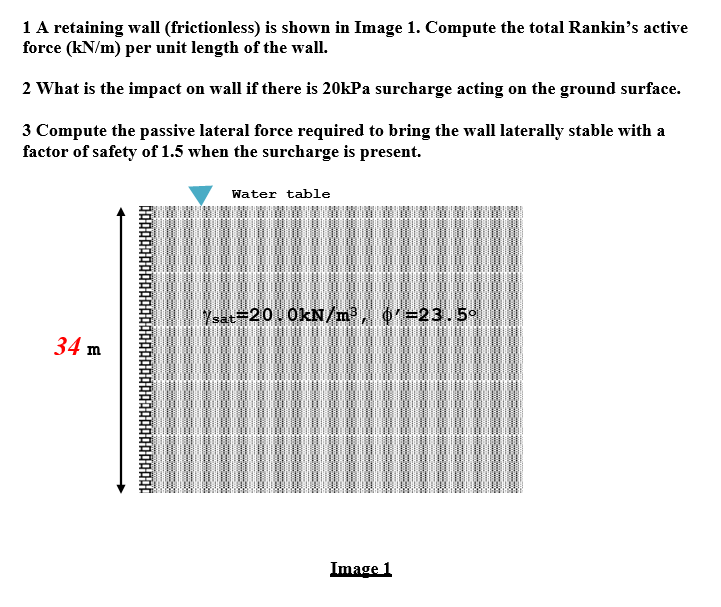 Solved 1 A retaining wall (frictionless) is shown in Image 1 | Chegg.com