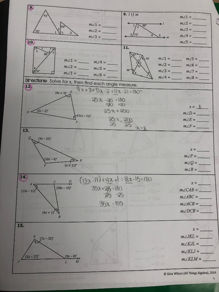 Solved Exterior Angle Theorem And Triangle Sum Theorem Pl Chegg