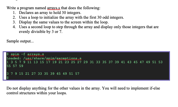 Write a program named arrays.s that does the | Chegg.com