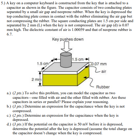 Solved 5.) A key on a computer keyboard is constructed from | Chegg.com