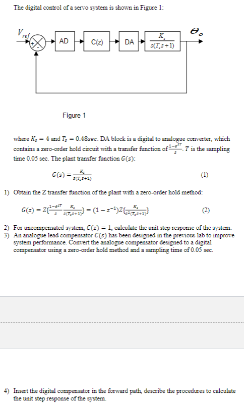 Solved The digital control of a servo system is shown in | Chegg.com