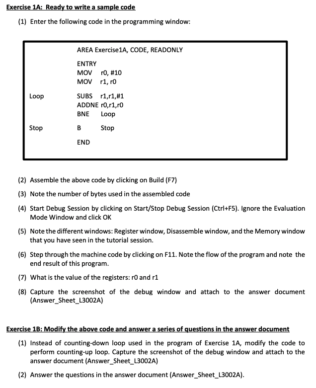 Solved Exercise 1A: Ready to write a sample code (1) Enter | Chegg.com