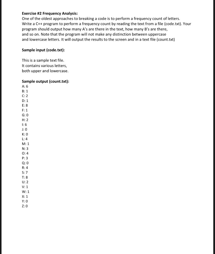Solved Exercise \#2 Frequency Analysis: One of the oldest | Chegg.com