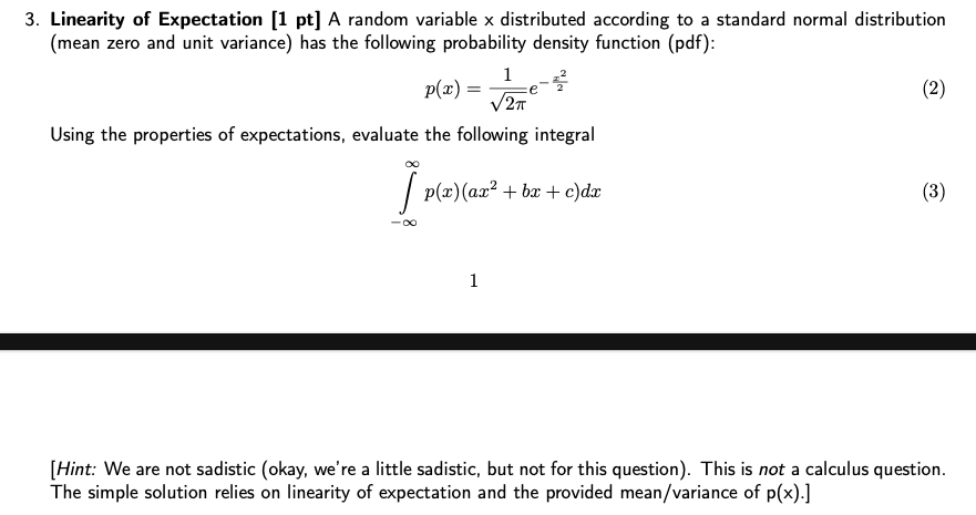 Solved 3 Linearity Of Expectation [1 Pt A Random Variable