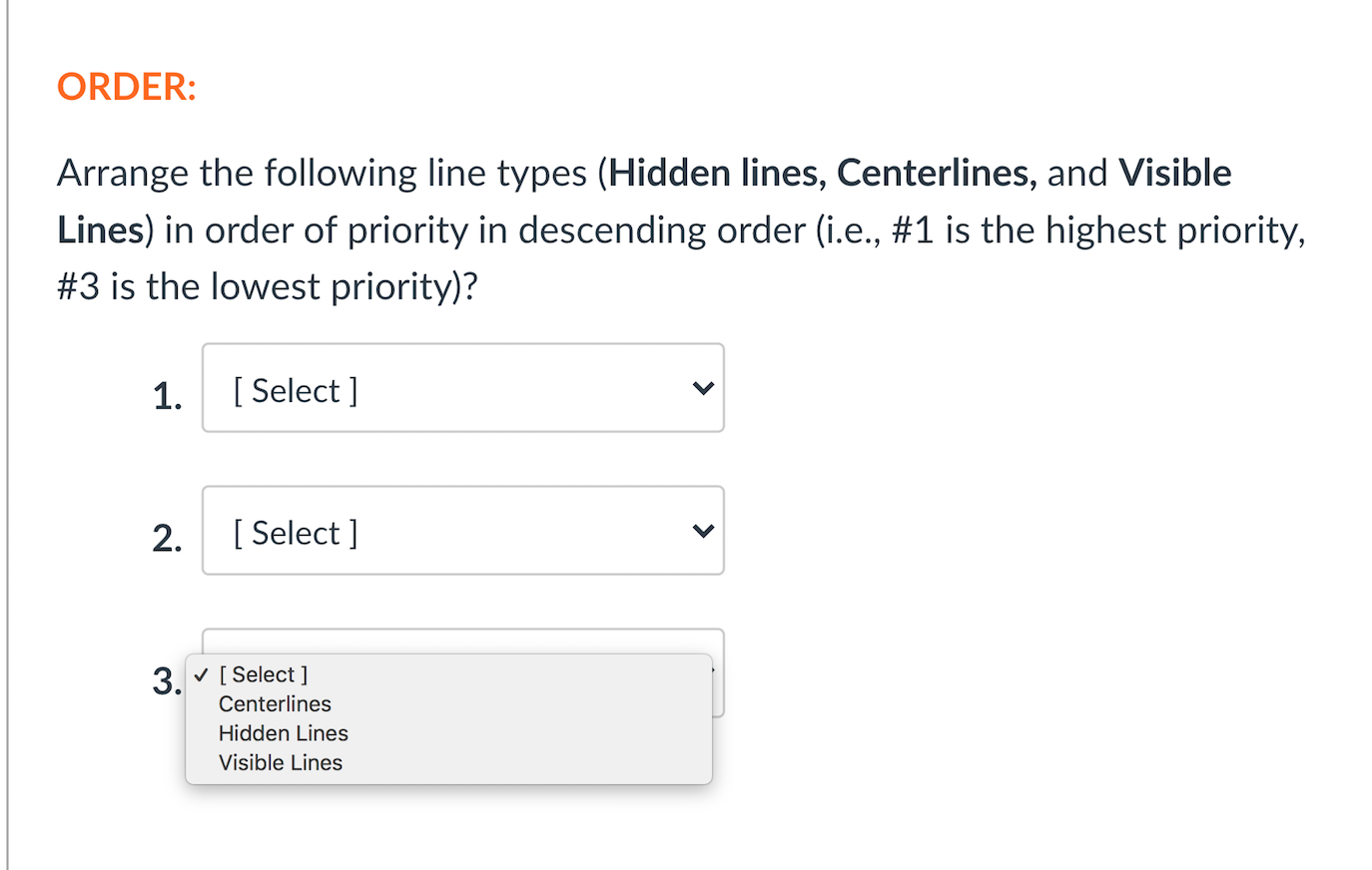 Solved ORDER: Arrange the following line types (Hidden | Chegg.com