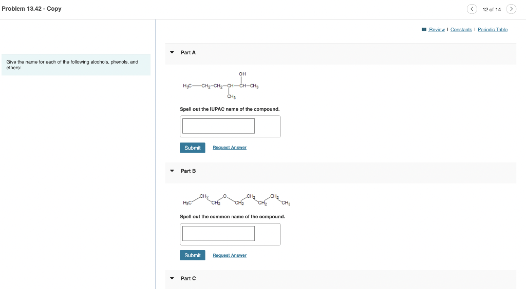 Solved Give the name for each of the following alcohols, | Chegg.com
