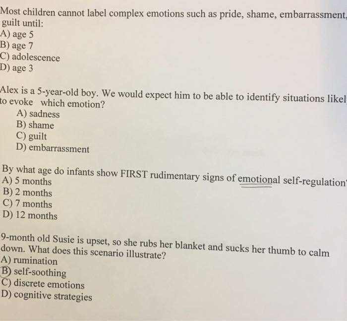 Solved Most children cannot label complex emotions such as | Chegg.com