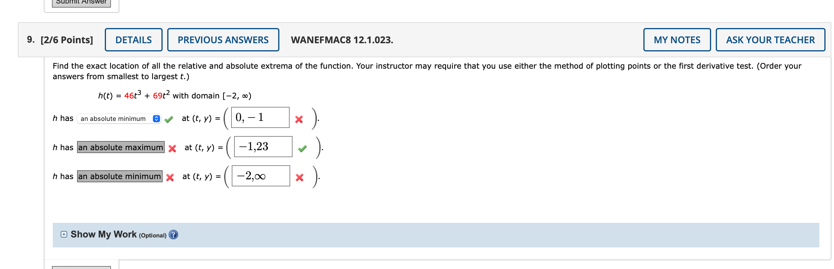 Solved 2/6 Points] WANEFMAC8 12.1.023. answers from smallest | Chegg.com