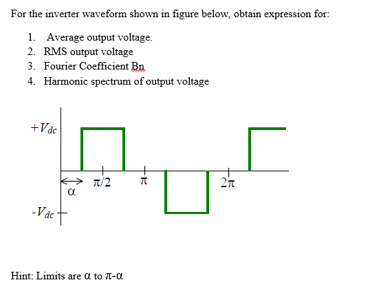 Solved For the inverter waveform shown in figure below, | Chegg.com