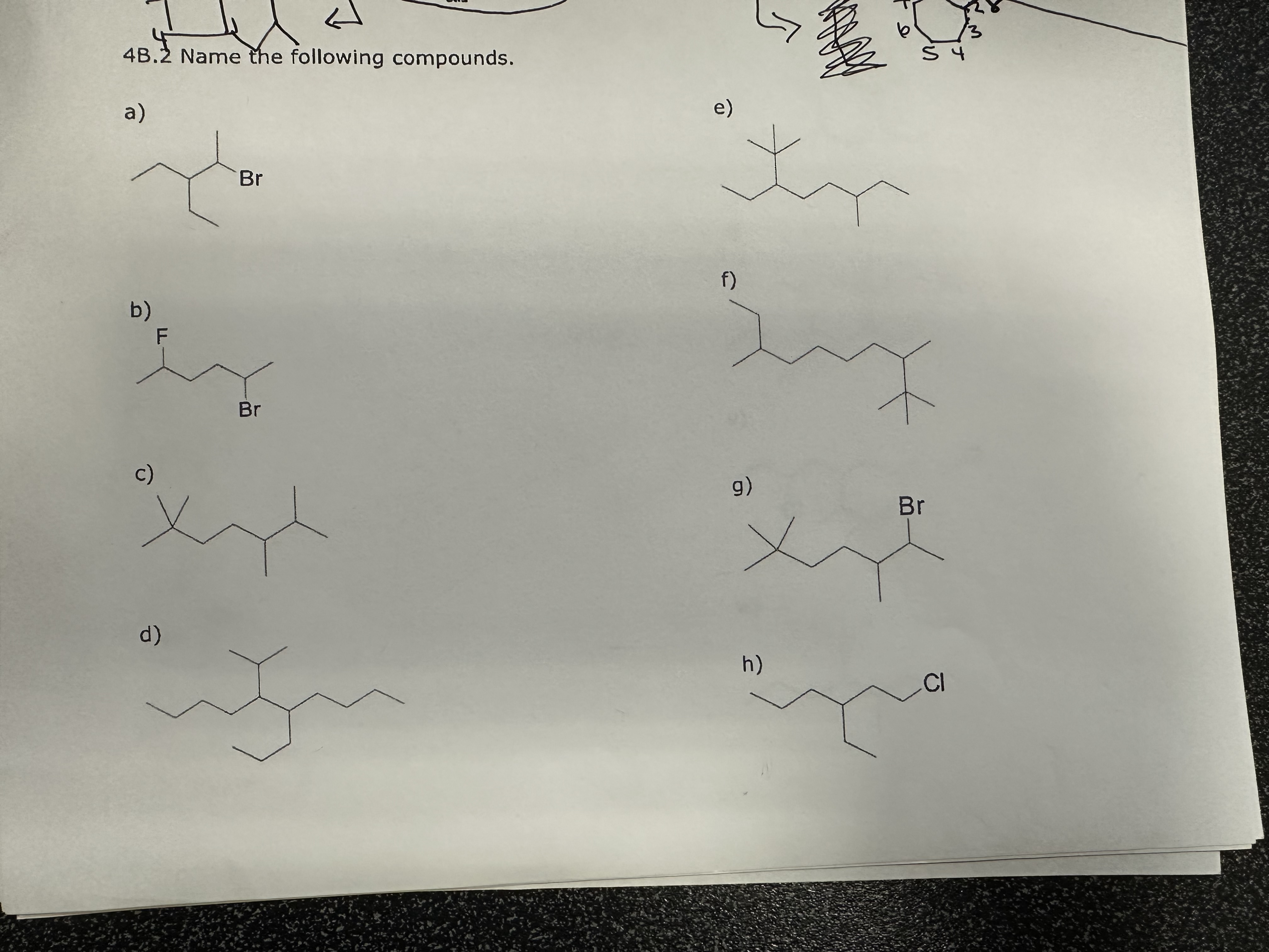 4B.2 Name the following compounds. a) b) c) d) e) f) | Chegg.com