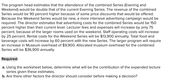 Solved The program head estimates that the attendance of the | Chegg.com