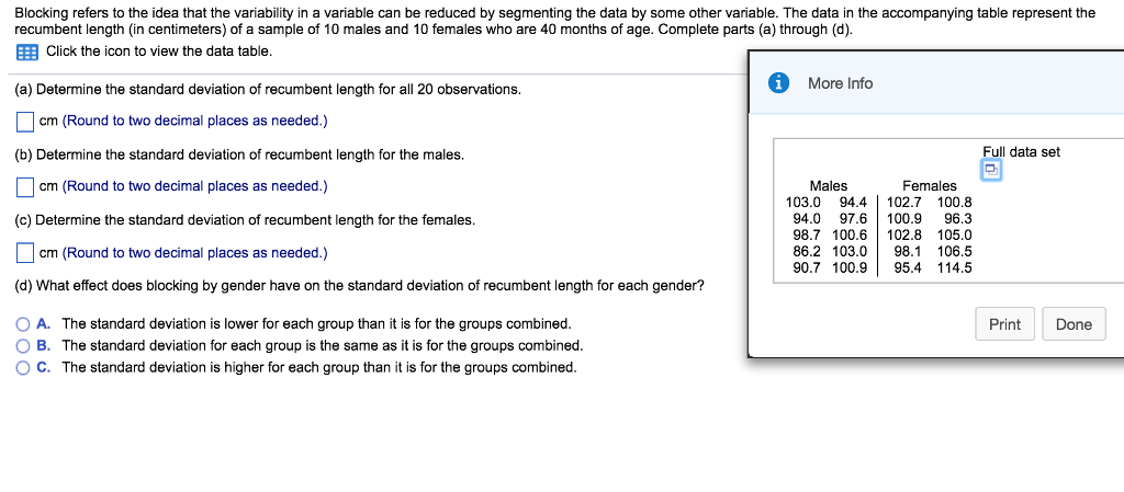 Solved Blocking refers to the idea that the variability in a | Chegg.com