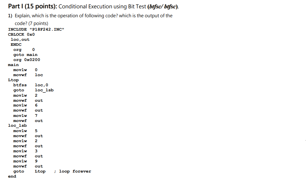 Solved Part I (15 points): Conditional Execution using Bit | Chegg.com