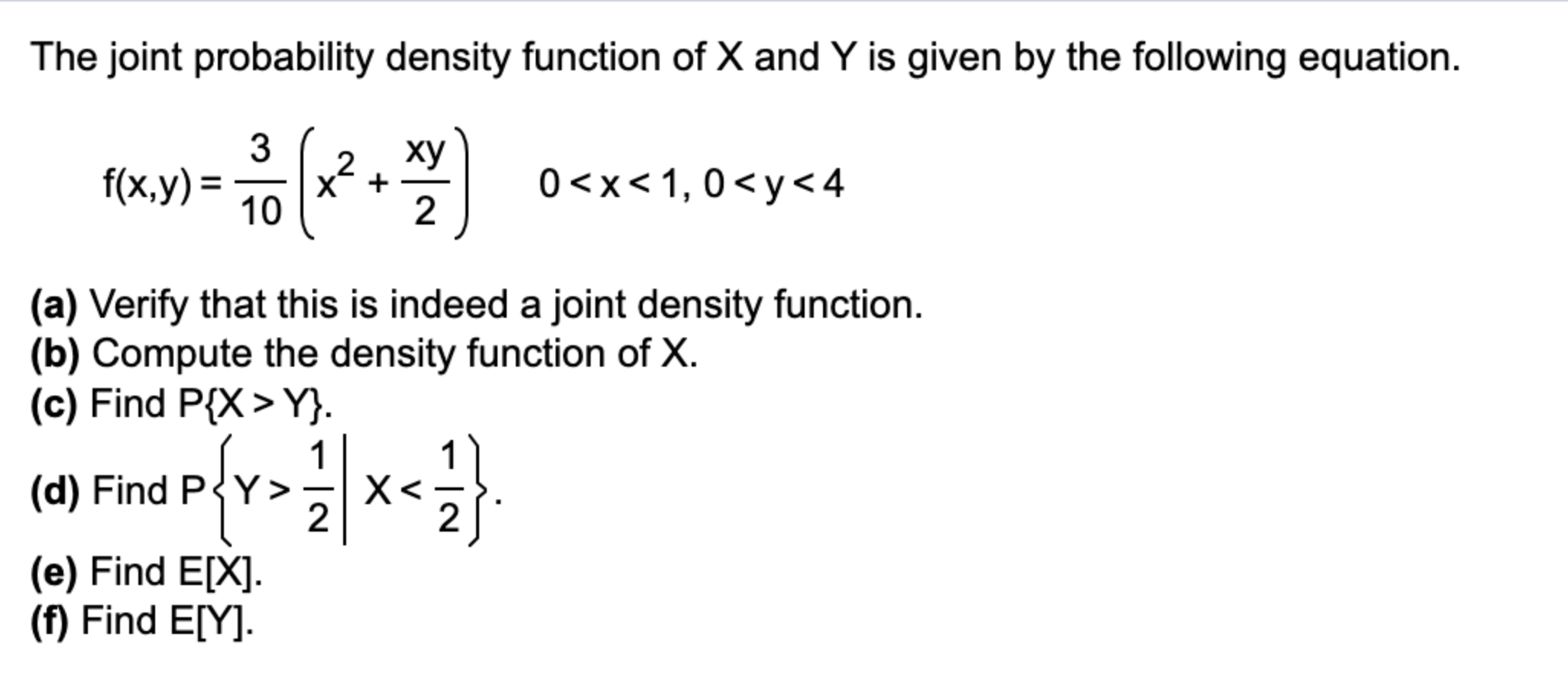 Solved The joint probability density function of x ﻿and Y | Chegg.com