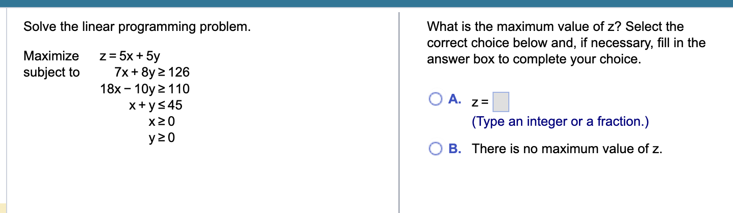 Solved Use graphical methods to solve this linear Maximize | Chegg.com