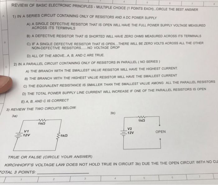 Solved REVIEW OF BASIC ELECTRONIC PRINCIPLES-MULTIPLE CHOICE | Chegg.com