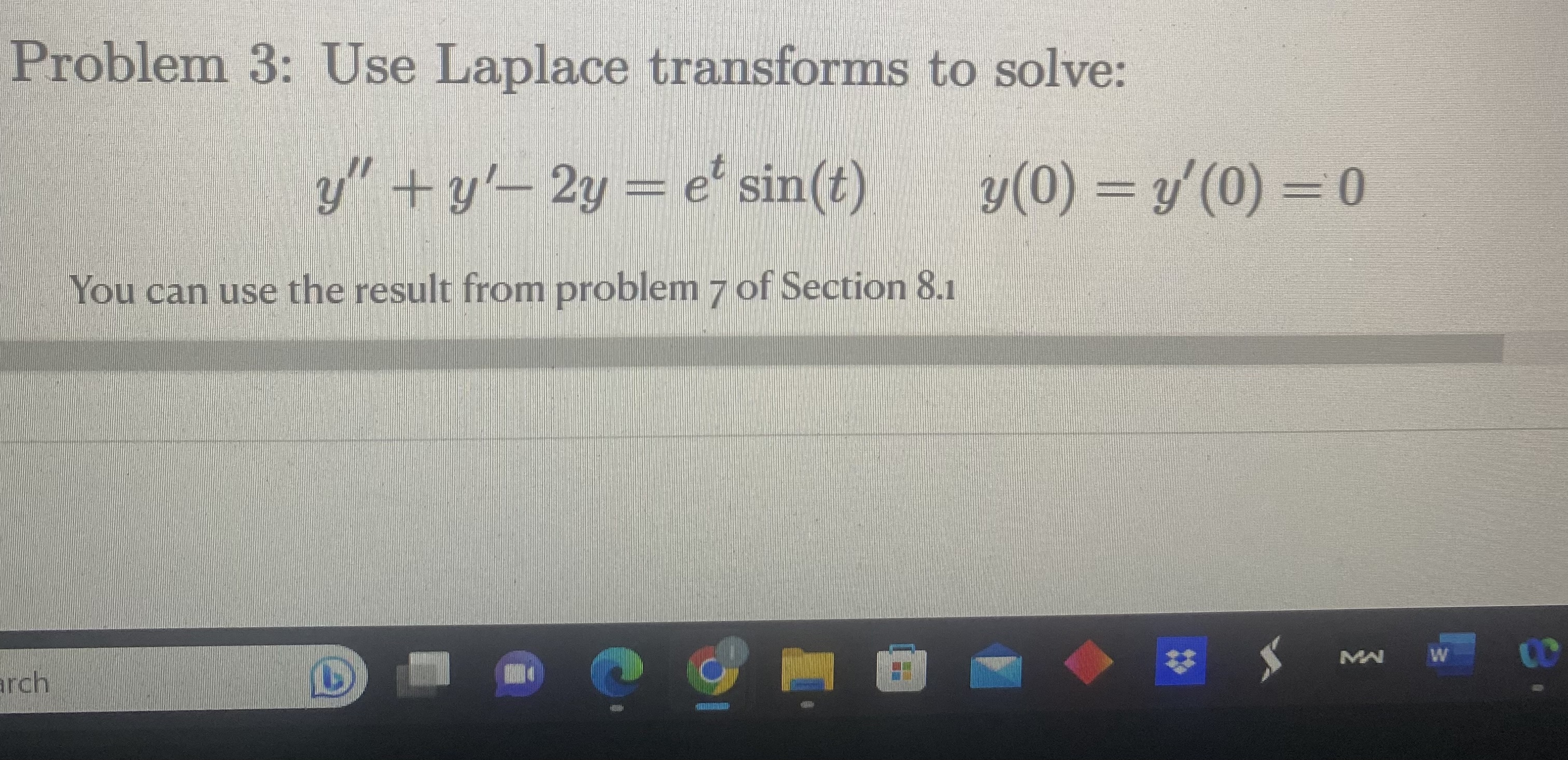 Solved Problem 3: Use Laplace transforms to solve: | Chegg.com