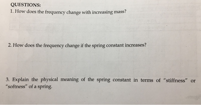 Solved QUESTIONS: 1. How does the frequency change with | Chegg.com