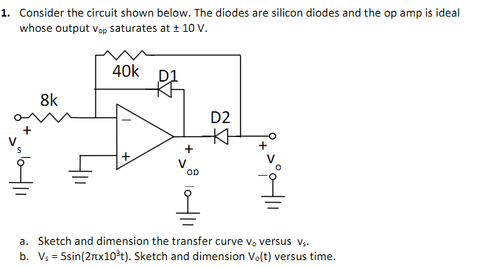 Solved Consider the circuit shown below. The diodes are | Chegg.com