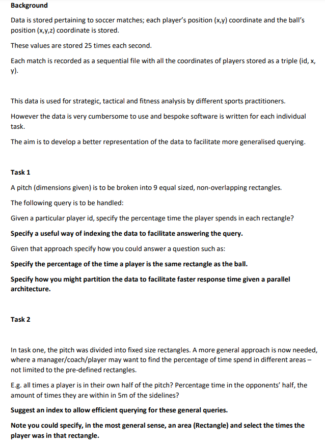 Solved Background Data is stored pertaining to soccer | Chegg.com