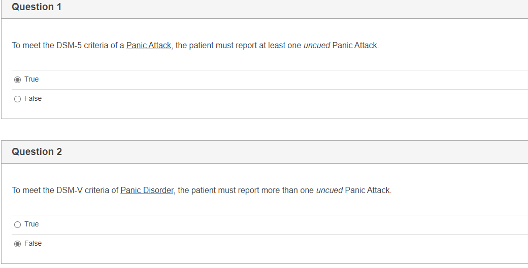 Solved Question 1 To meet the DSM-5 criteria of a Panic | Chegg.com