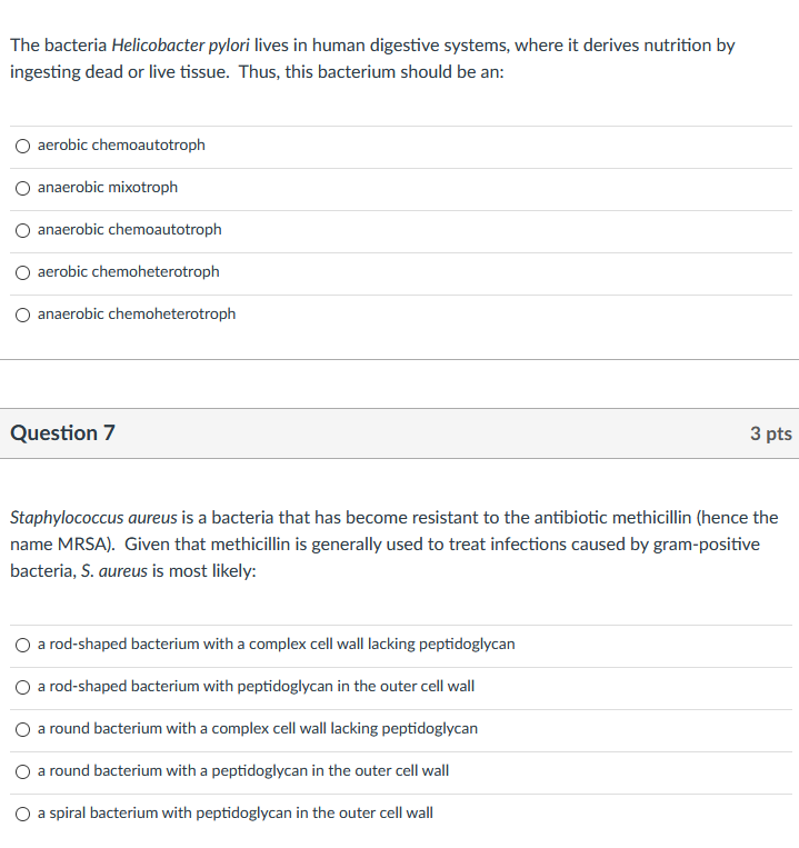 Solved The bacteria Helicobacter pylori lives in human | Chegg.com