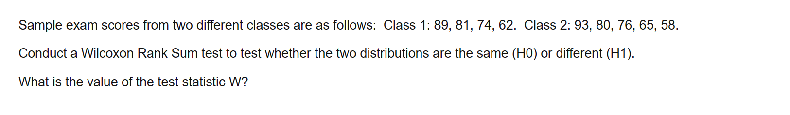 Solved Sample exam scores from two different classes are as | Chegg.com