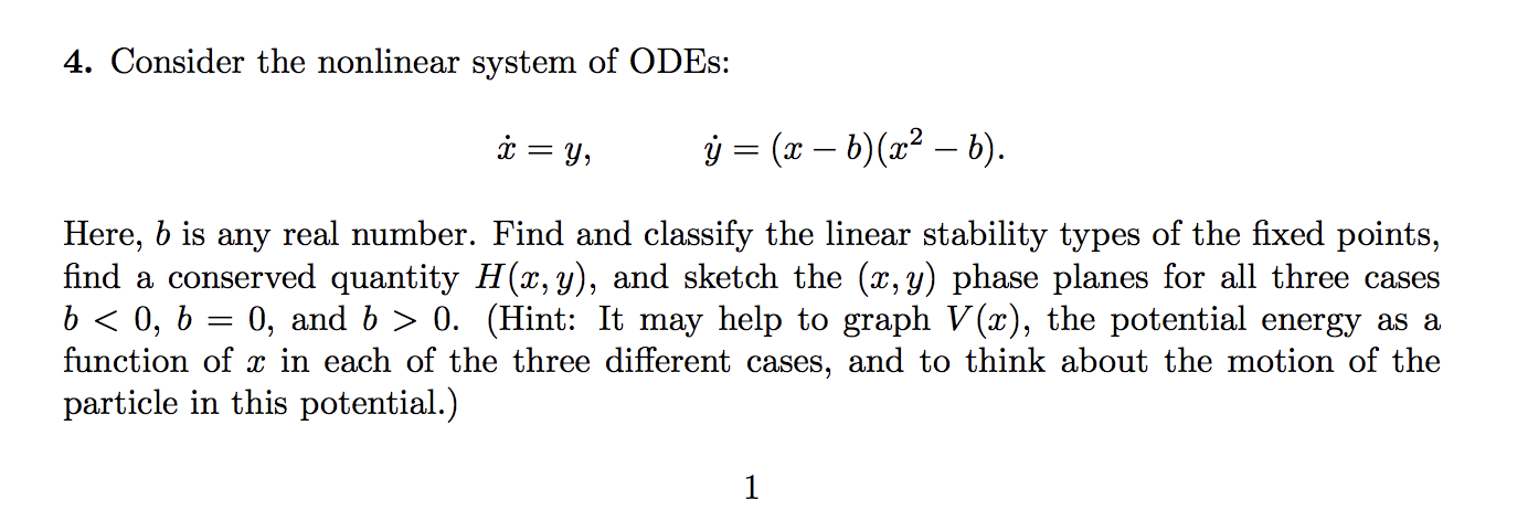 Solved 4. Consider the nonlinear system of ODES: i =y, į = | Chegg.com