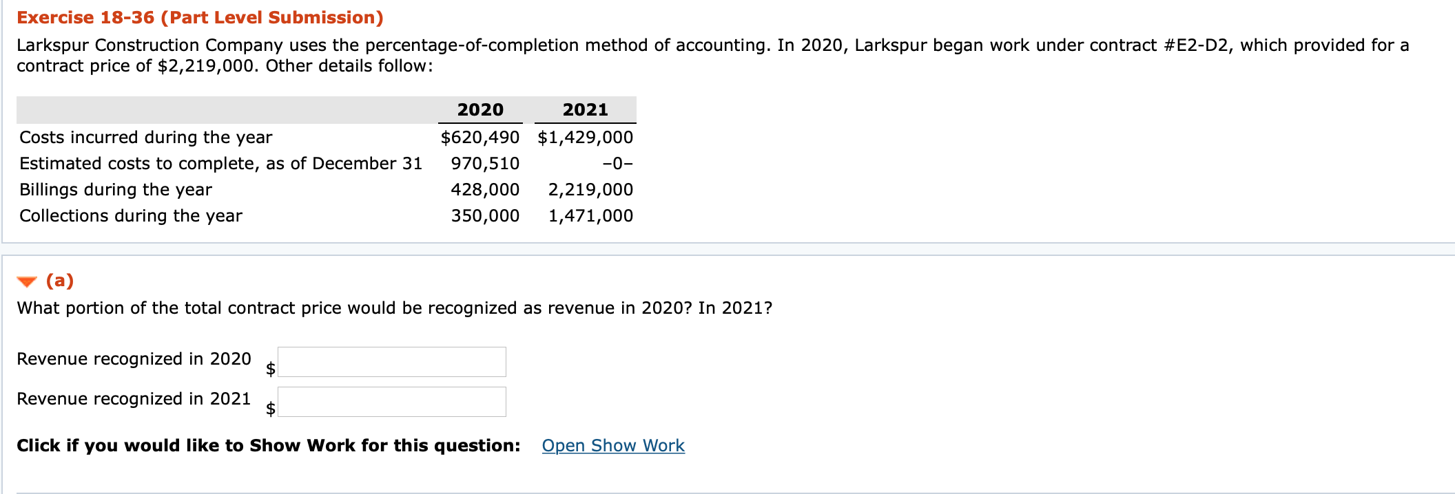 Solved Exercise 18-36 (Part Level Submission) Larkspur | Chegg.com