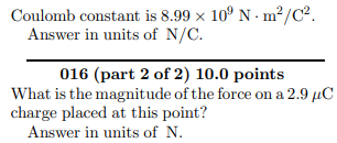 Solved 015 (part 1 of 2 ) 10.0 points Consider three charges | Chegg.com