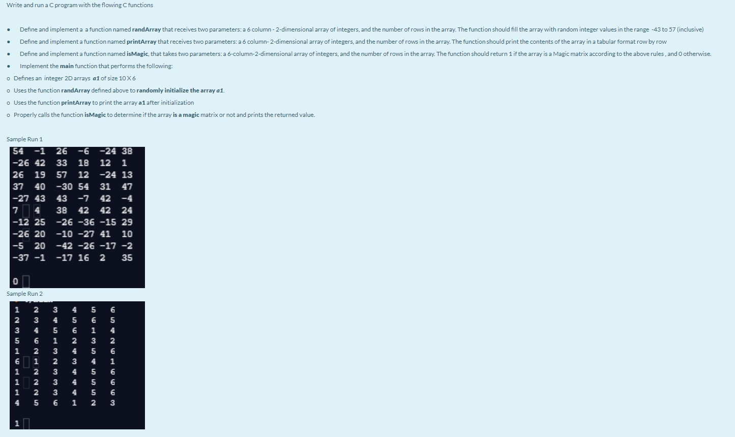 Write and run a C program with the flowing C | Chegg.com
