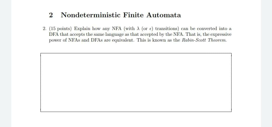 Solved 2 Nondeterministic Finite Automata 2. (15 points) | Chegg.com