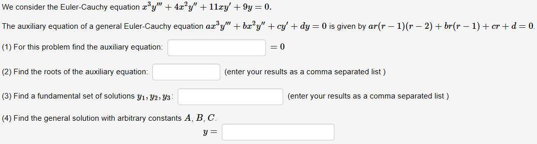 Solved We consider the Euler-Cauchy | Chegg.com