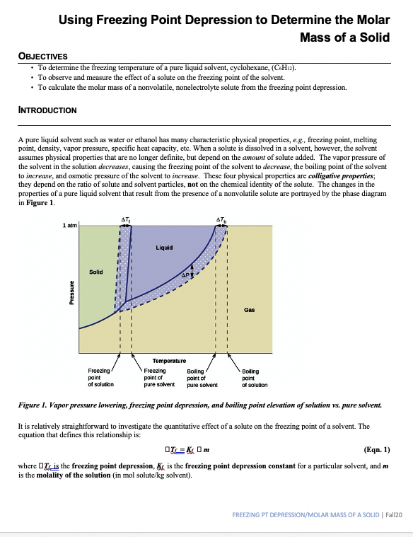 Using Freezing Point Depression to Determine the | Chegg.com