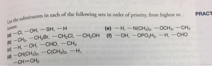 Solved List the substituents in each of the following sets | Chegg.com