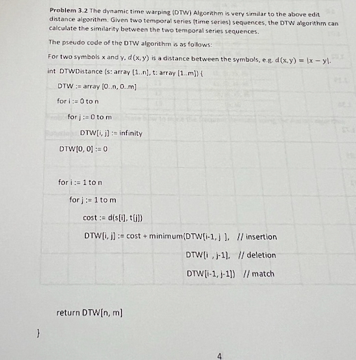 Solved Problem 32 The Dynamic Time Warping Dtw Algorithm