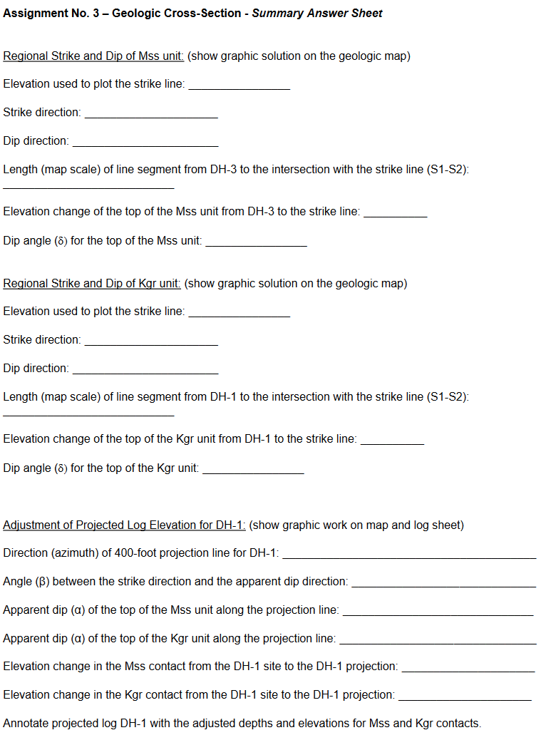 Solved Assignment No. 3 - Geologic Cross-Section This | Chegg.com