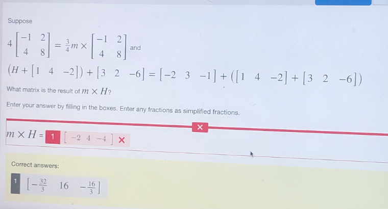 Solved Suppose 4[−1428]=43m×[−1428] and | Chegg.com