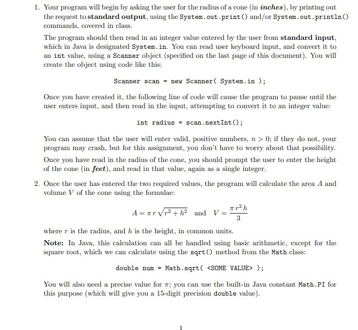 Solved 1. Your program will begin by asking the user for the | Chegg.com