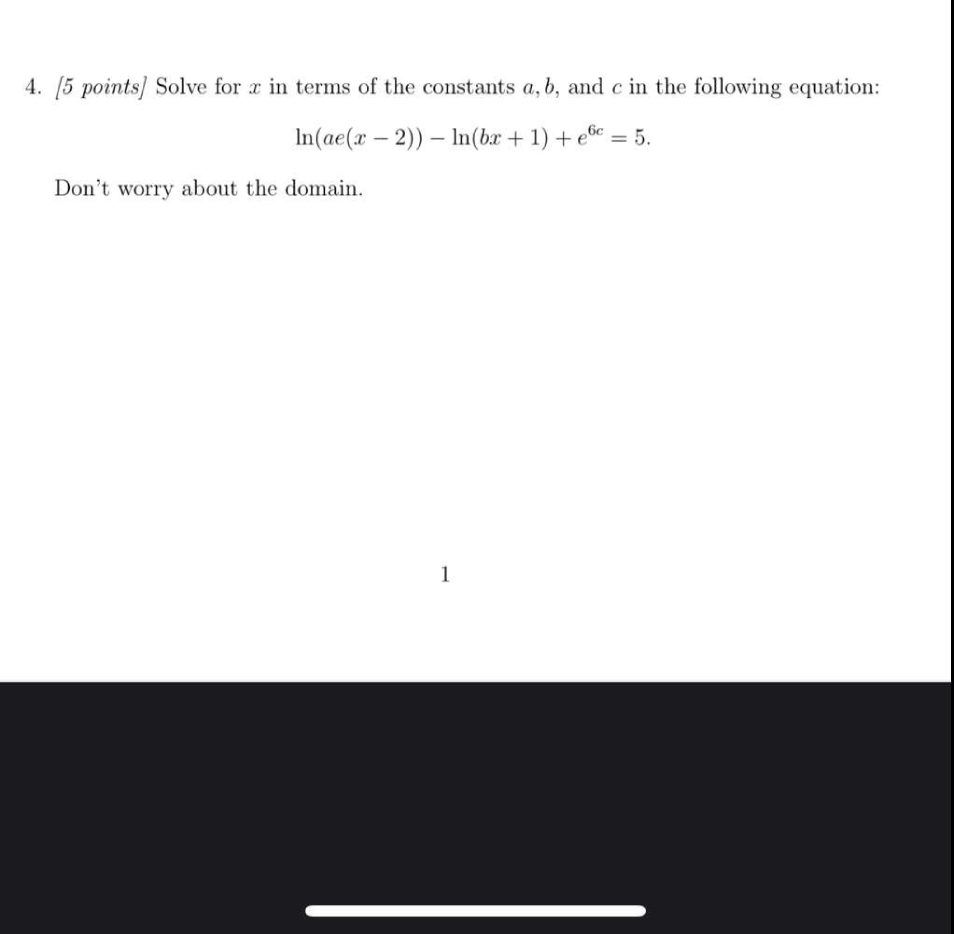 Solved [5 ﻿points] ﻿Solve for x in ﻿terms of ﻿the constants | Chegg.com