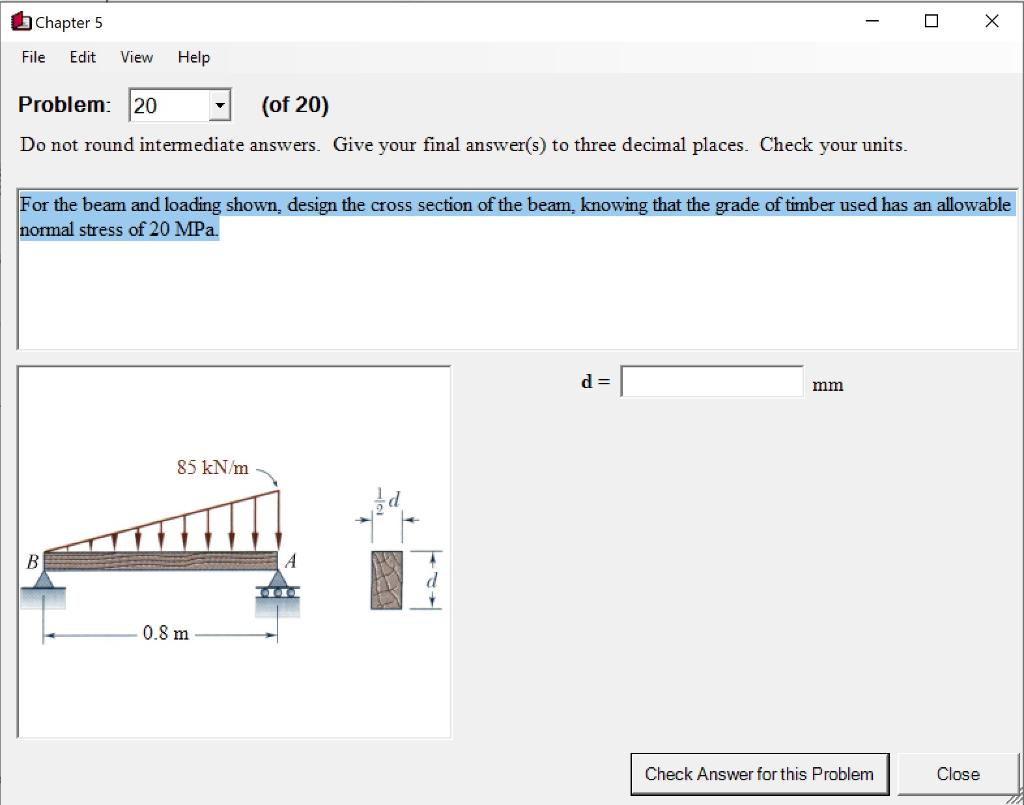 Solved For the beam and loading shown, design the cross | Chegg.com