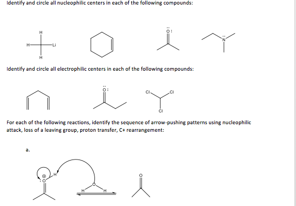 Solved Identify and circle all nucleophilic centers in each | Chegg.com