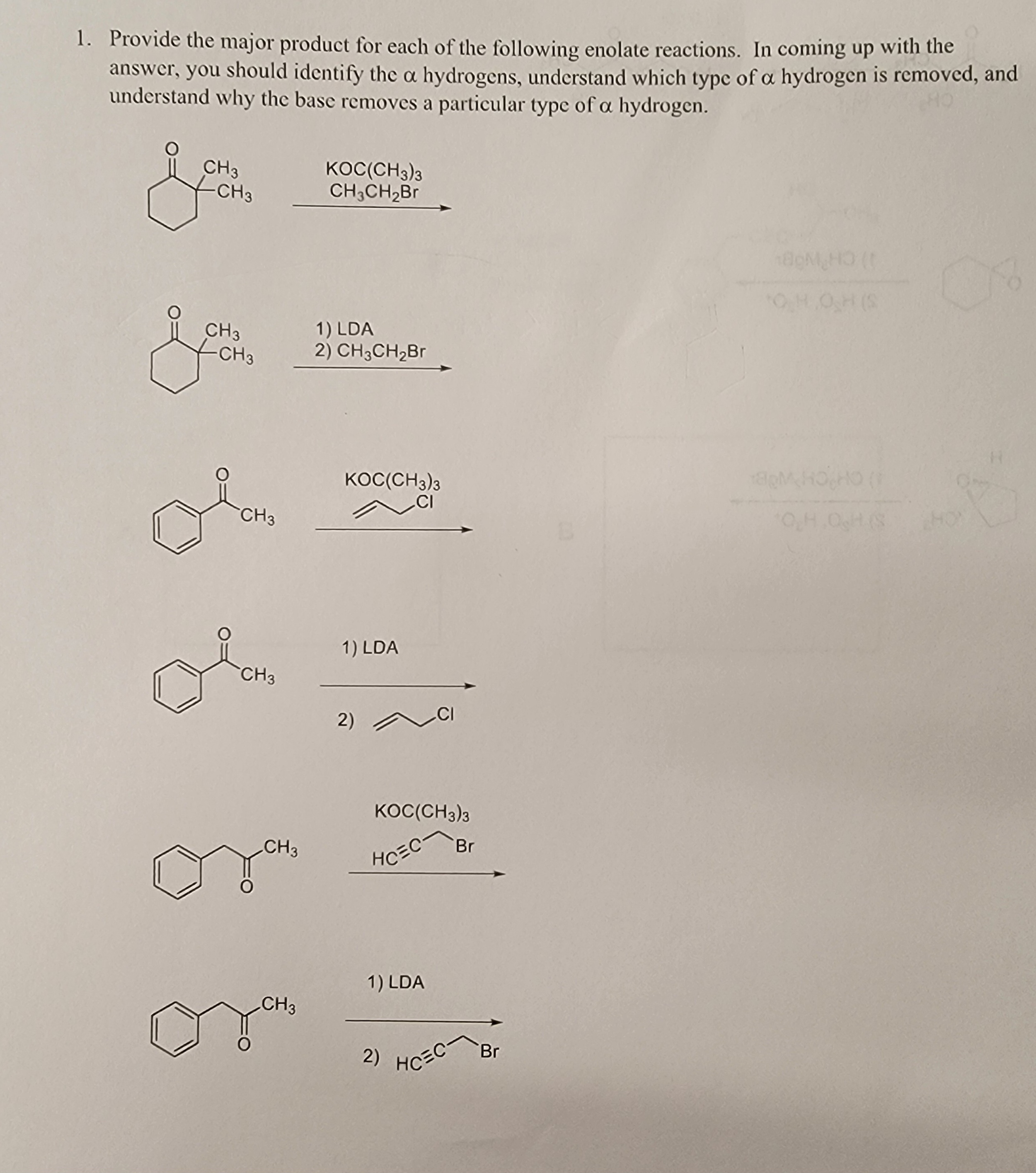 Solved 1. ﻿Provide the major product for each of the | Chegg.com