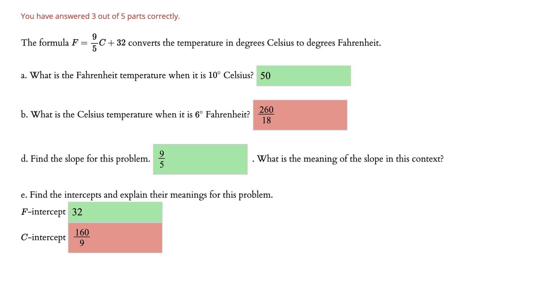 Solved You have answered 3 out of 5 parts correctly. 9 The | Chegg.com
