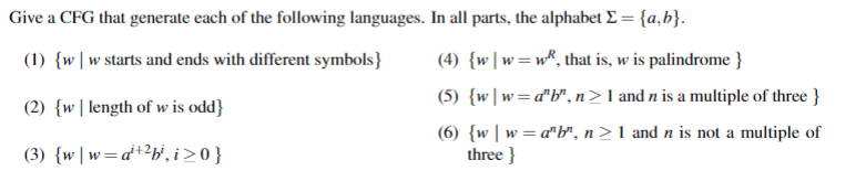 Solved Give a CFG that generate each of the following | Chegg.com