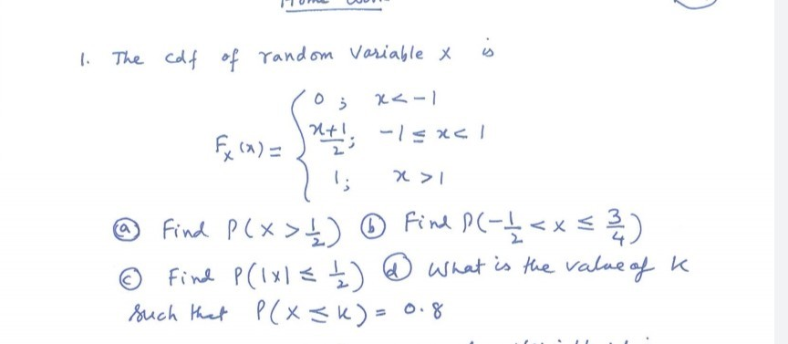 Solved TURAL 1. The calf of random variable x is 20; x