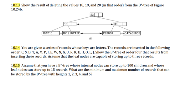 Solved 10.13 Show the result of deleting the values 18,19 , | Chegg.com