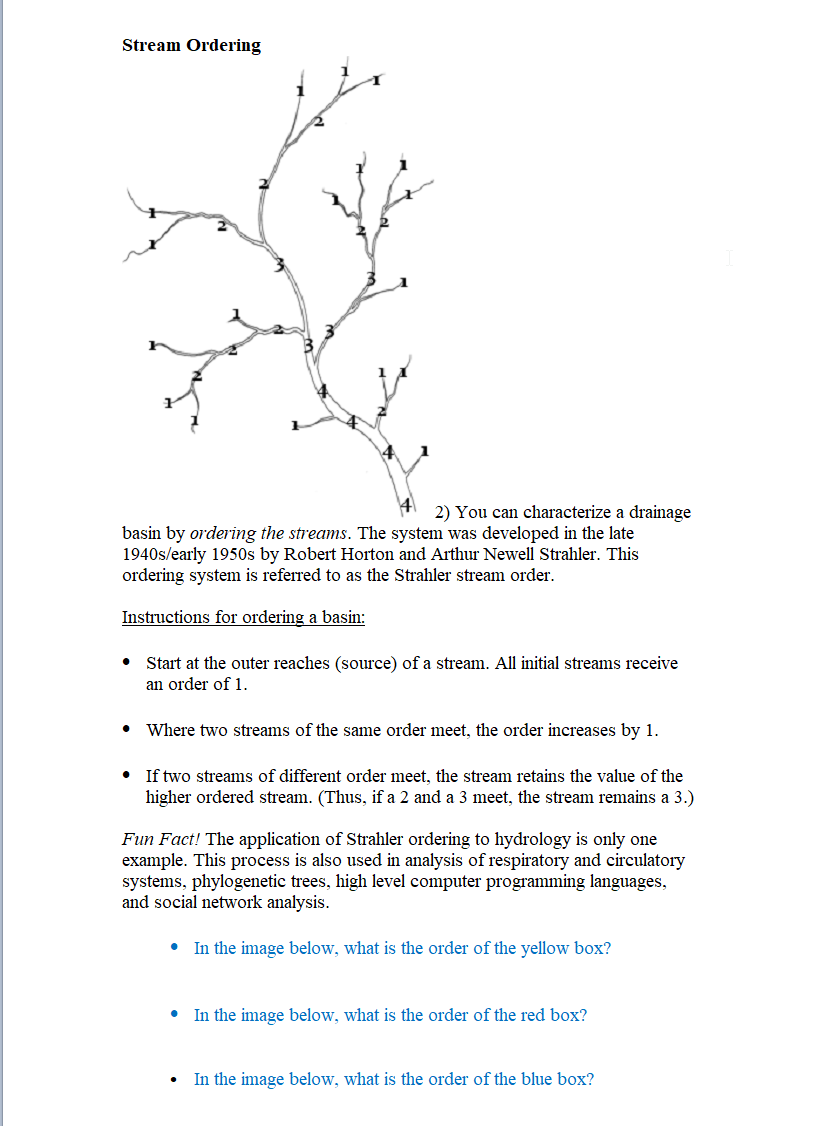 Solved basin by ordering the streams. The system was | Chegg.com