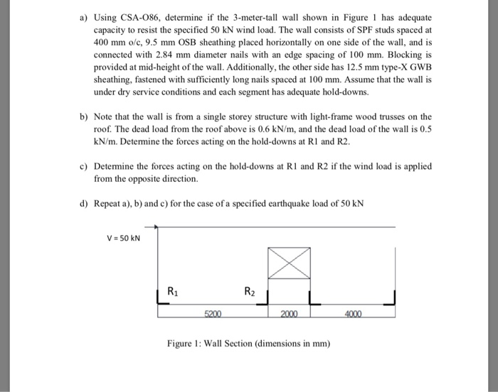 Solved a) Using CSA-086, determine if the 3-meter-tall wall | Chegg.com